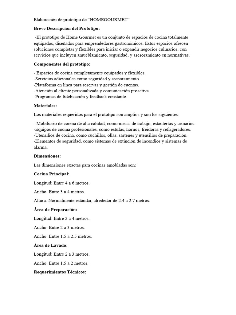 Elaboracion de Prototipo | Descargar gratis PDF | Cocina | Mercado ...