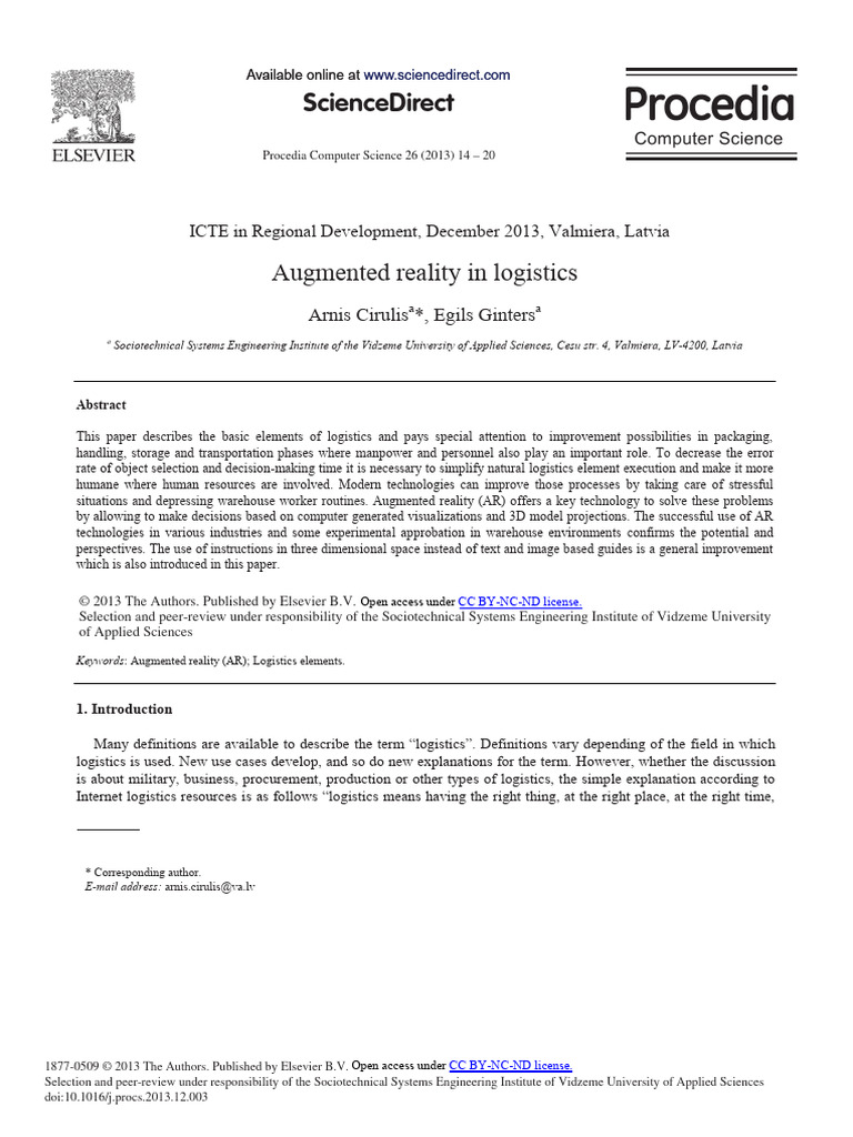 AR in Logistics | PDF | Augmented Reality | Logistics