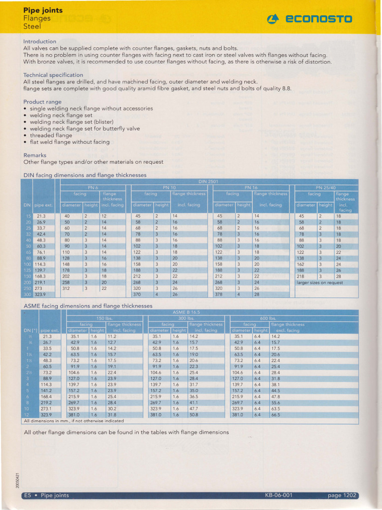 Sizes Pipes Flanges Econosto | PDF | Pipe (Fluid Conveyance) | Building ...