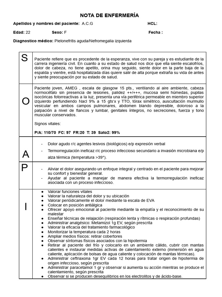 Soapie Ii | PDF | Dolor | Medicina CLINICA