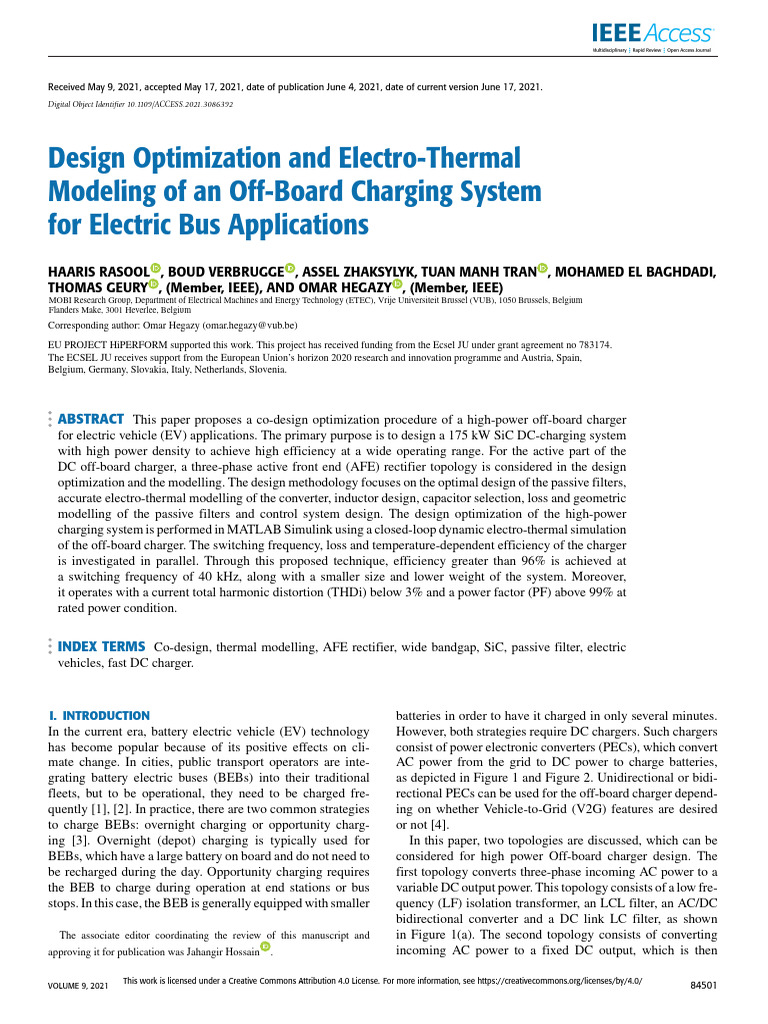 Design Optimization and Electro-Thermal Modeling of an Off-Board ...