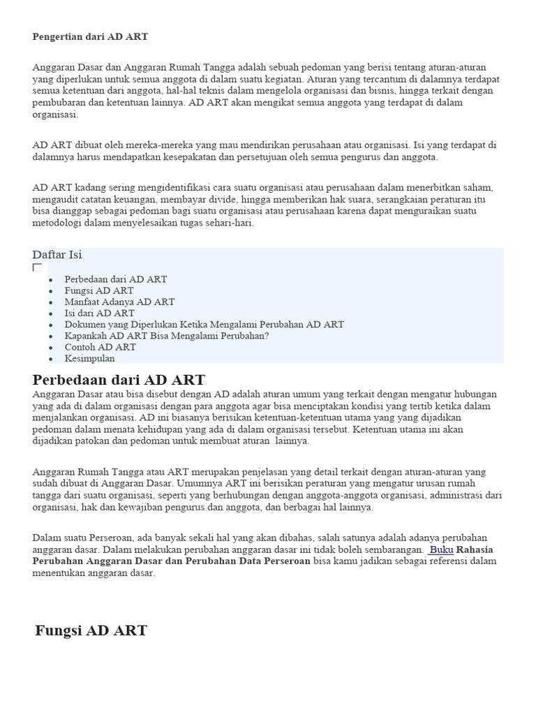 Pengertian Dari AD ART | PDF