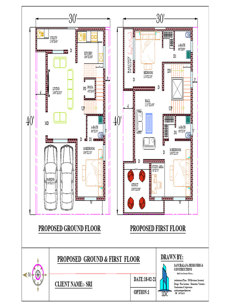 Arun Kumar 30x40 West Facing GF+FF Duplex - Plan 1 | PDF