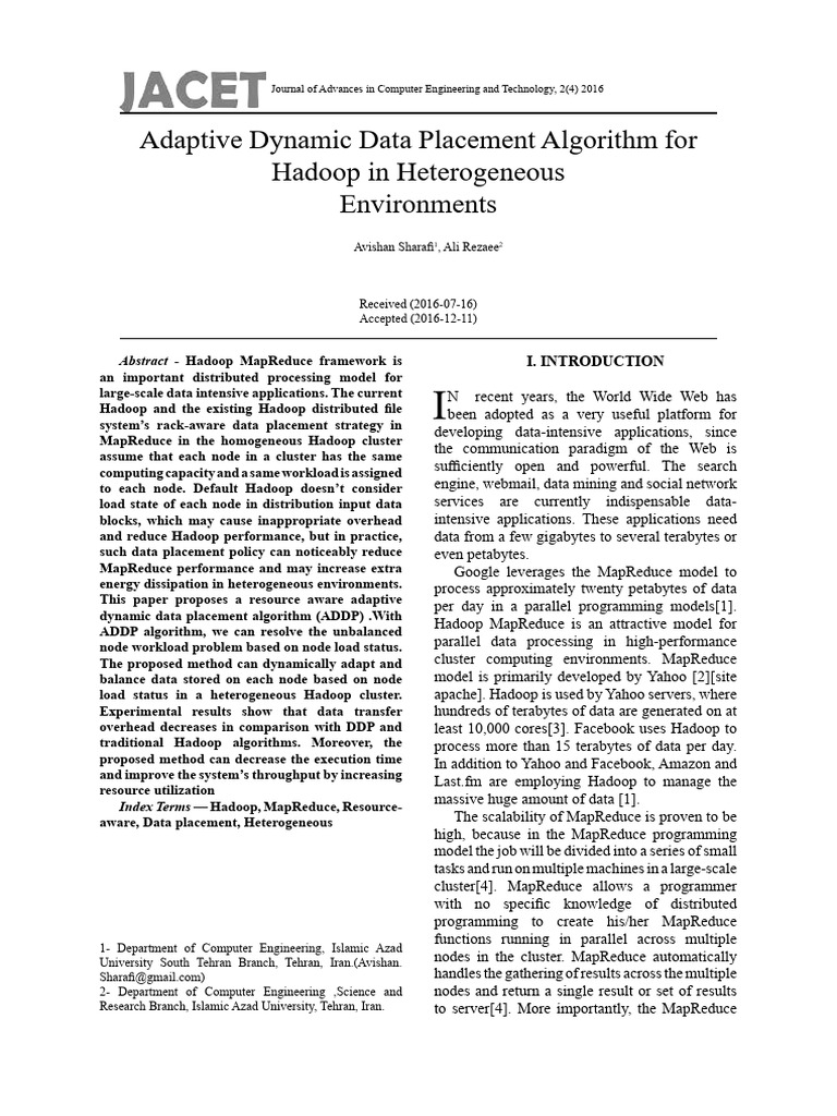 Adaptive Dynamic Data Placement Algorithm | PDF | Apache Hadoop | Map Reduce