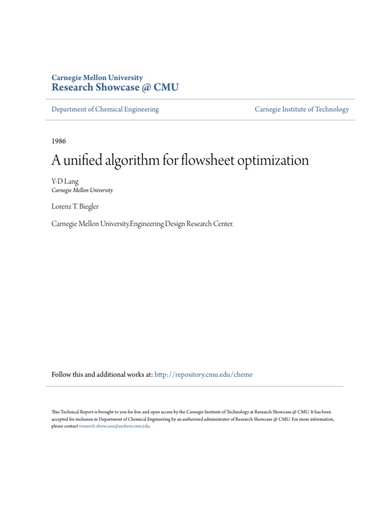 A Unified Algorithm For Flowsheet Optimi | PDF | Mathematical Optimization | Analysis