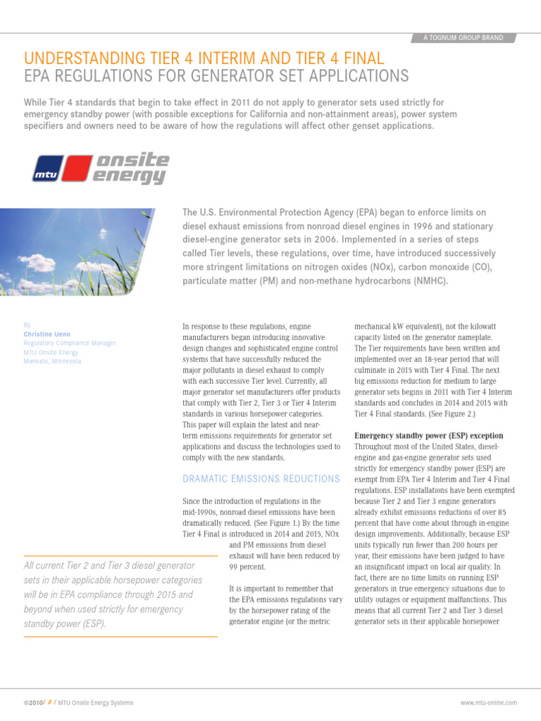 Emission standards Tier 4 and Tier 4 final | Download Free PDF ...
