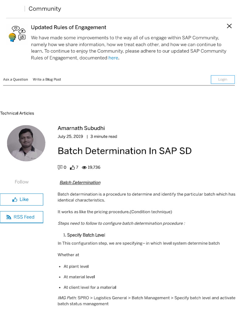 Batch Management SAPSD | PDF