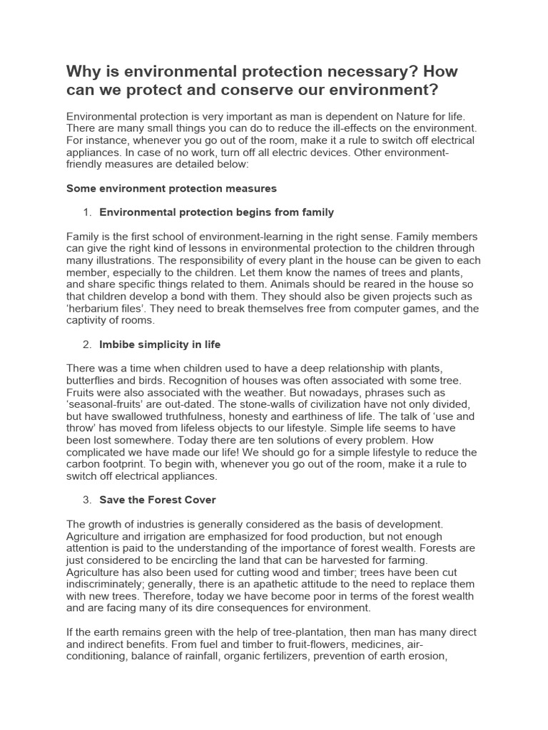 Essential Steps for Environmental Protection | PDF | Renewable Energy ...