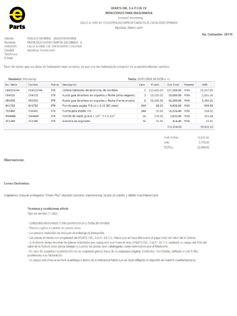 Cotizacion2 20174.PDF - Crdownload.ok | PDF