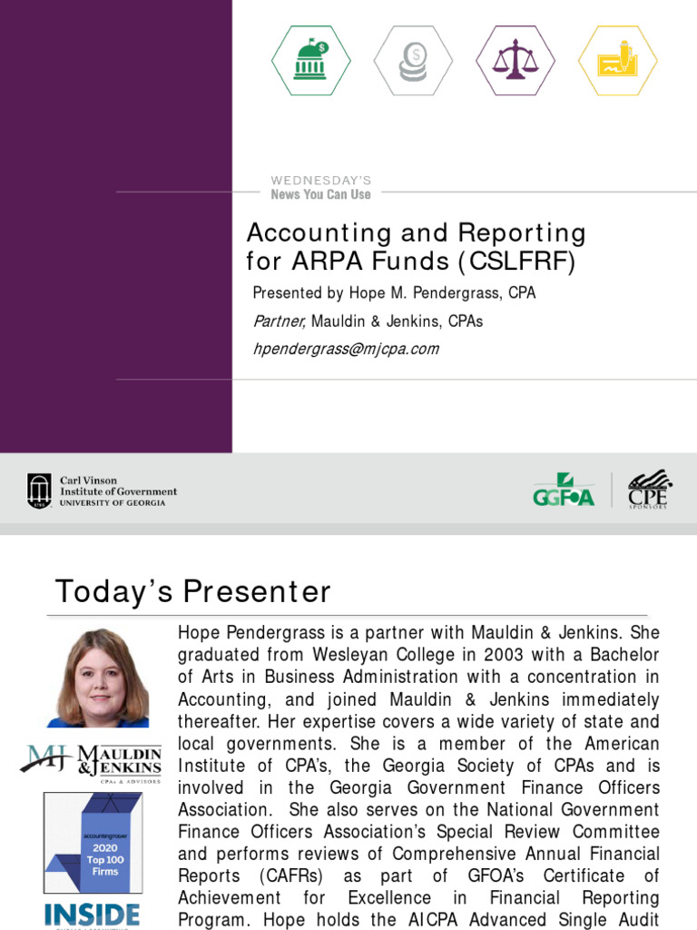 accounting-reporting-arpa-funds | PDF | Certified Public Accountant | Taxes