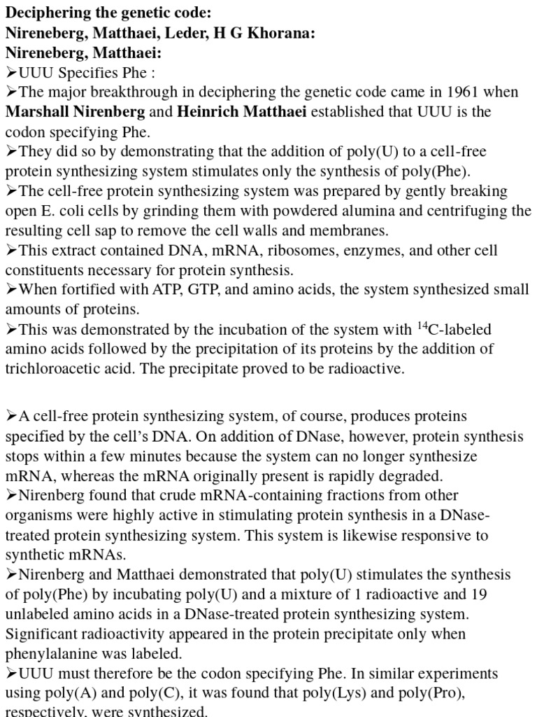 Genetic Code Breakthroughs | PDF | Genetic Code | Messenger Rna