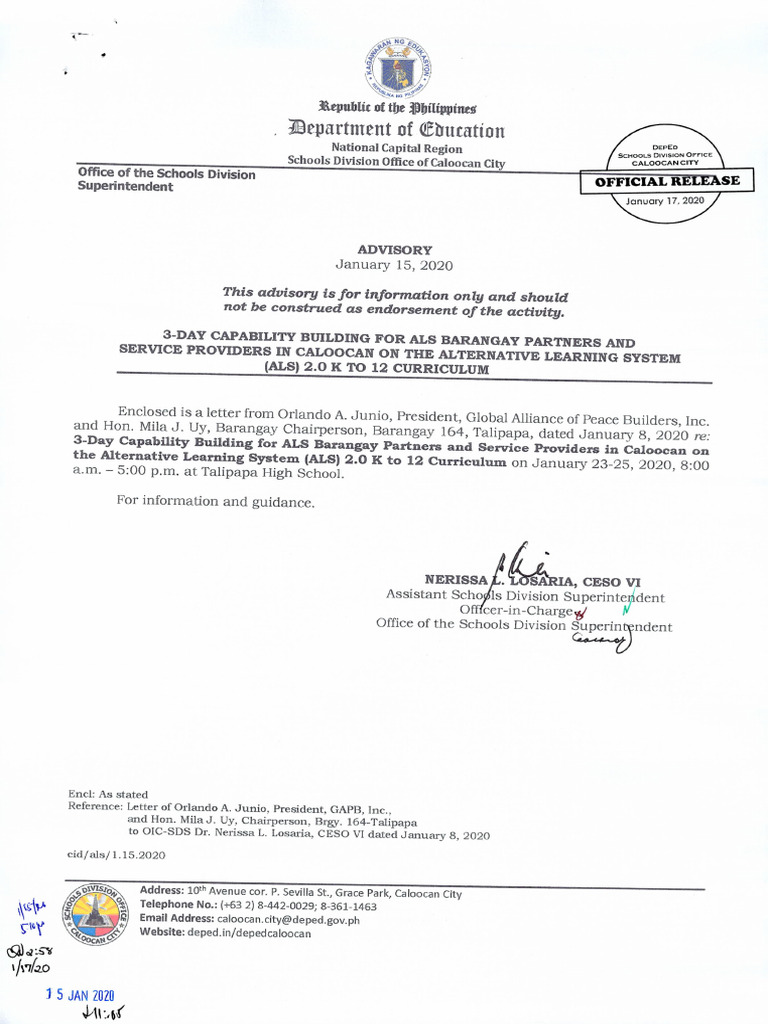 3-Day Capability Building for ALS Barangay Partners and Service ...