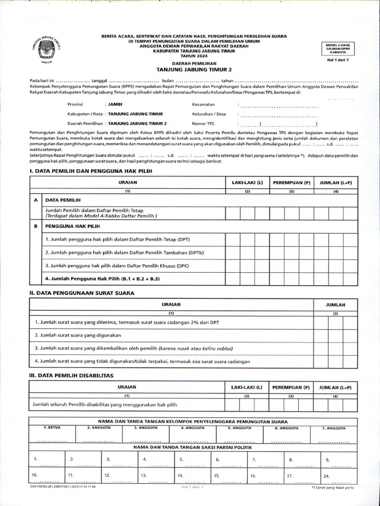 5.2 Model C.hasil Salinan-Dprd Kabko Dapil 2 | PDF