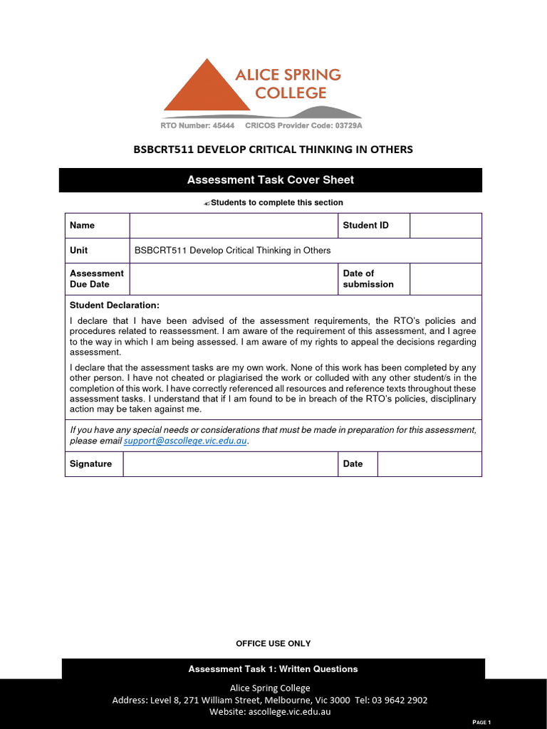 BSBCRT511 Sample | PDF | Thought | Critical Thinking