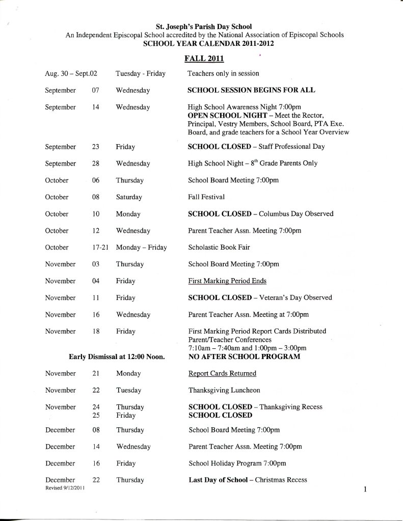 School Year Calendar 2011-20121 | PDF | Observances | Test (Assessment)