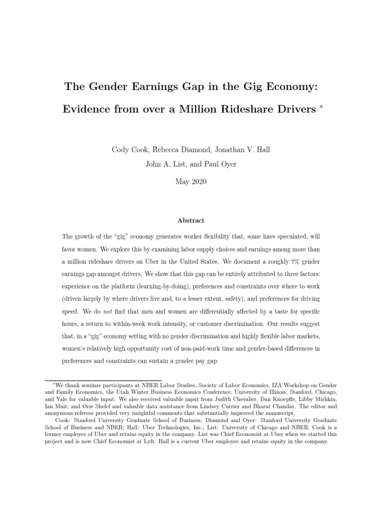 Uber Pay Gap | PDF | Gender Pay Gap | Labour Economics
