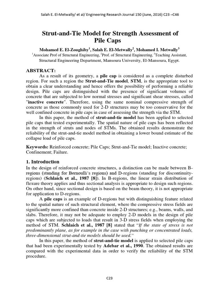 Strut-and-Tie Model For Strength Assessment of Pile Caps | PDF ...