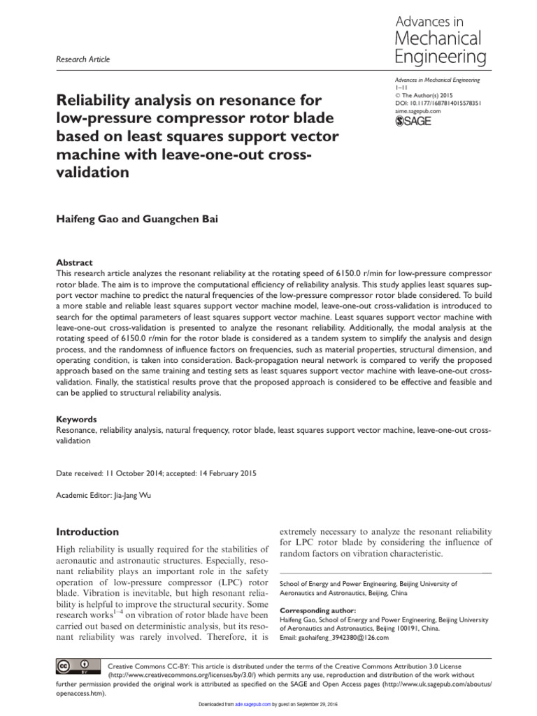 Reliability Analysis On Resonance For Low-Pressure | PDF | Support Vector Machine | Cross ...