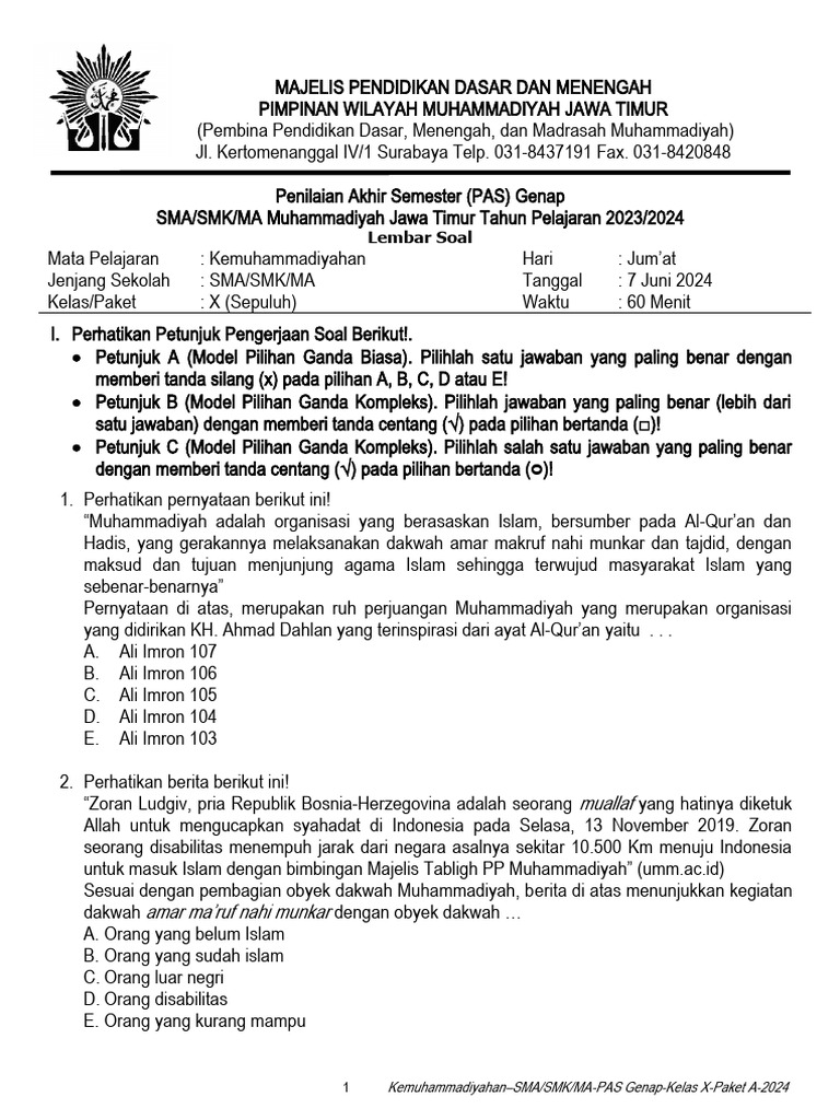 Soal KMD X Sem Genap | PDF