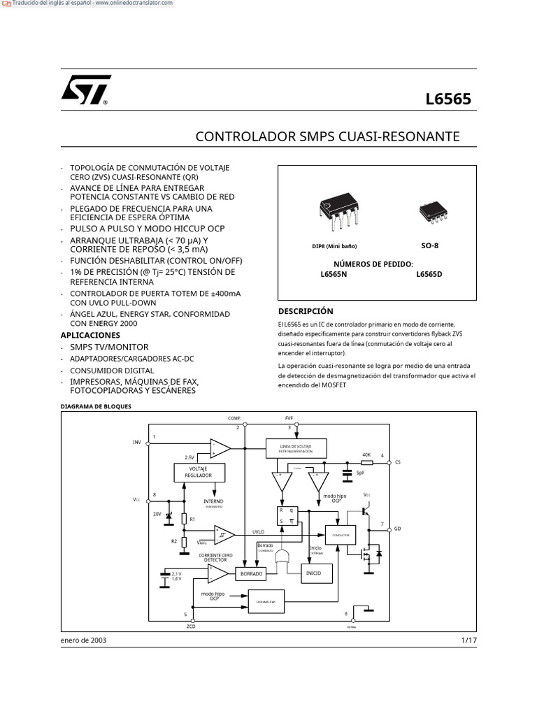 L6565D en Es | PDF | Transformador | Red eléctrica
