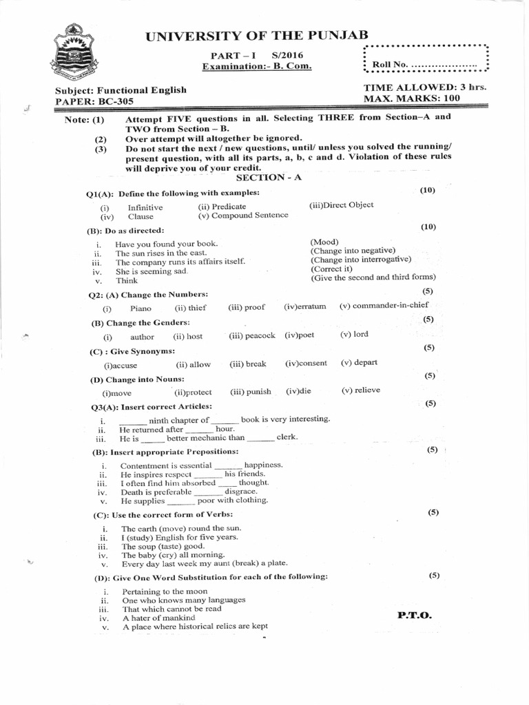 Functional English Supplementary Past Paper 2016 | PDF | Linguistics ...