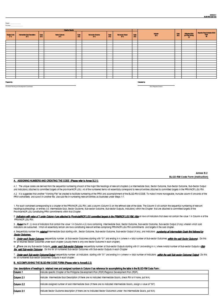 BLGD-RM Code Form Instructions | PDF | Agriculture | Economic Inequality
