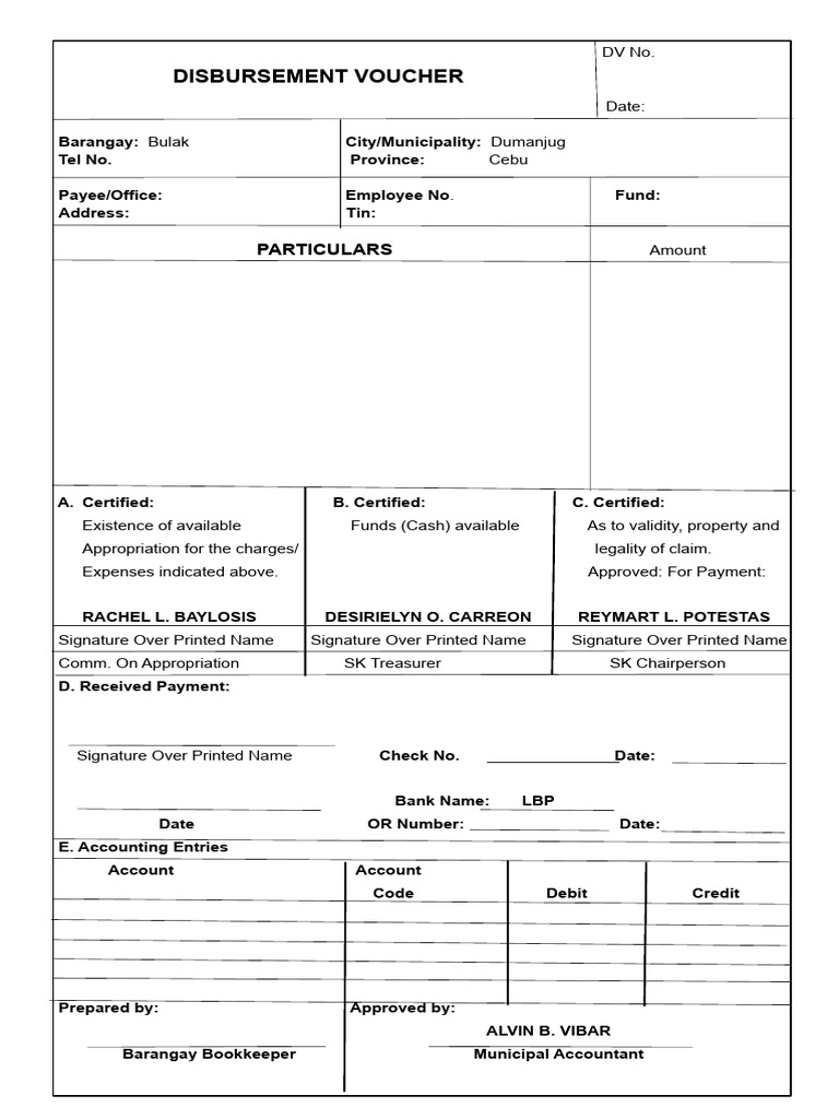 Disbursement Voucher | PDF