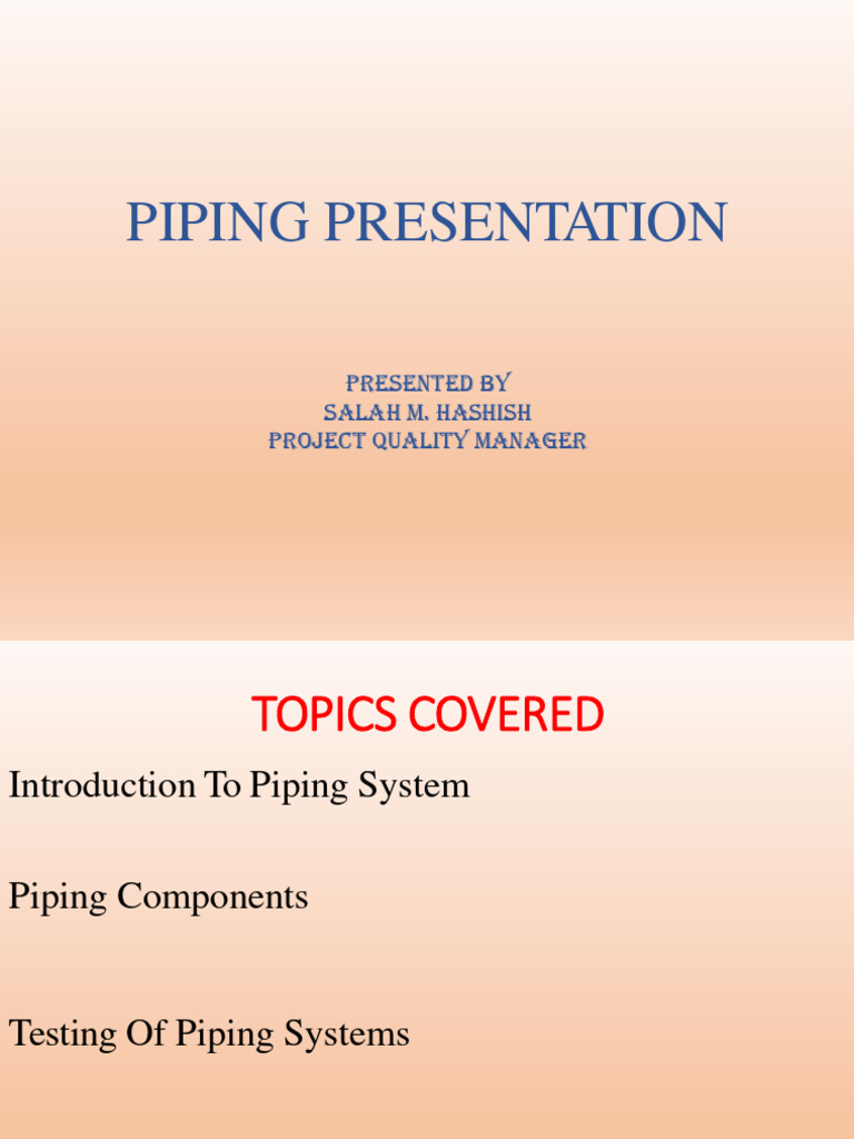 Piping Systems Presentation 1720258804 | PDF | Pipe (Fluid Conveyance ...