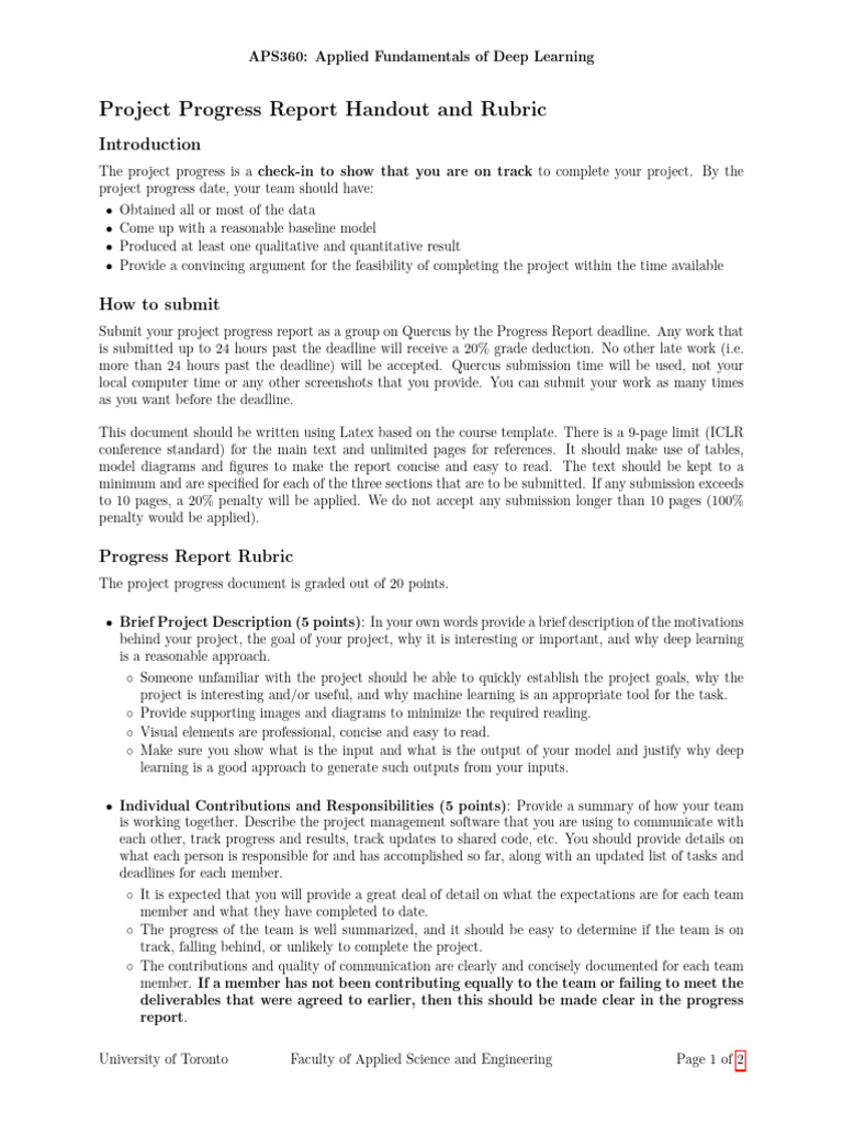 Project Progress Report Handout and Rubric | PDF | Sampling (Statistics ...