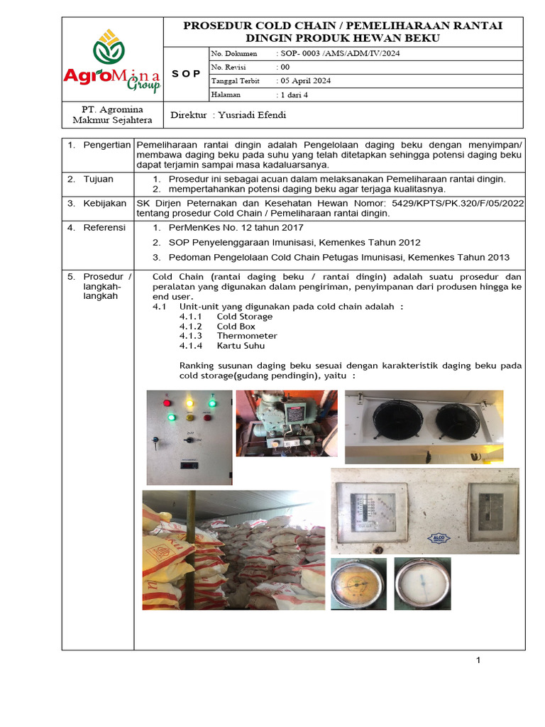 Sop Cold Chain | PDF