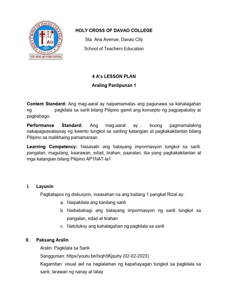 4as Lesson Plan Final Final Najud Pdf 