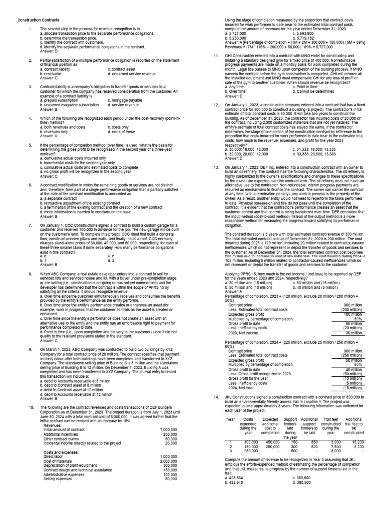 Construction Contracts | PDF | Cost | Debits And Credits