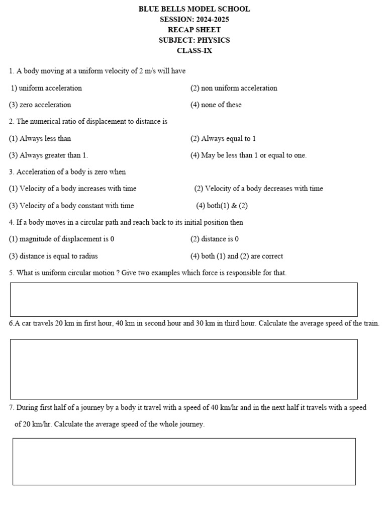 CLASS_9_RECAP_SHEET | PDF