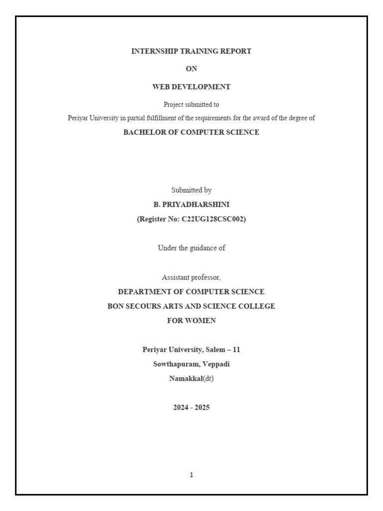 INTERNSHIP FILE | PDF | Html Element | Web Development