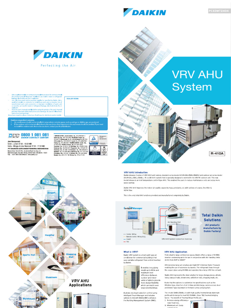 Daikin VRV Ahu System PCXDMT2404 | PDF