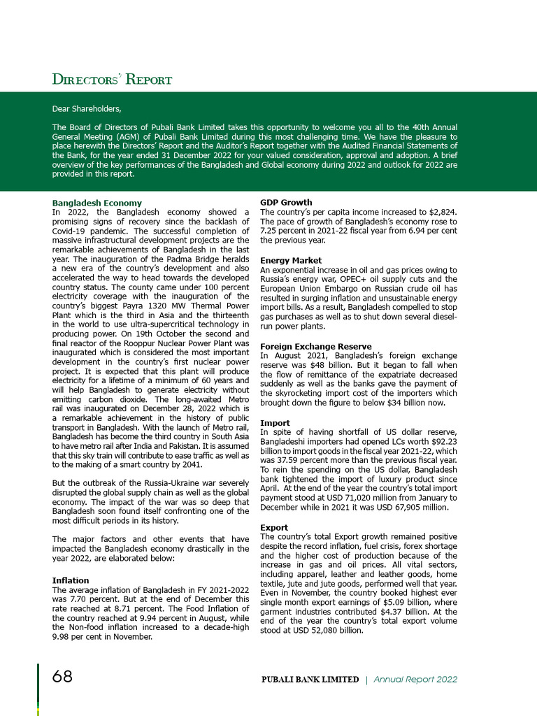 Directors Report 2022 | PDF | Dividend | Banks