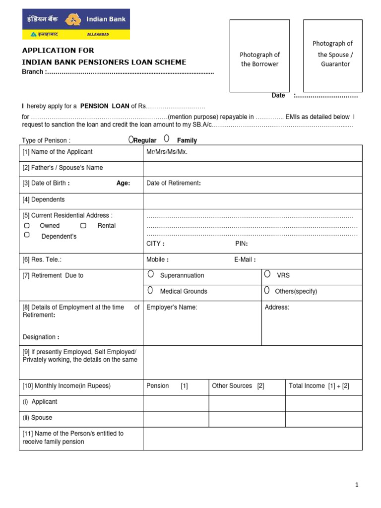 Application For Pension Loan | PDF | Loans | Pension
