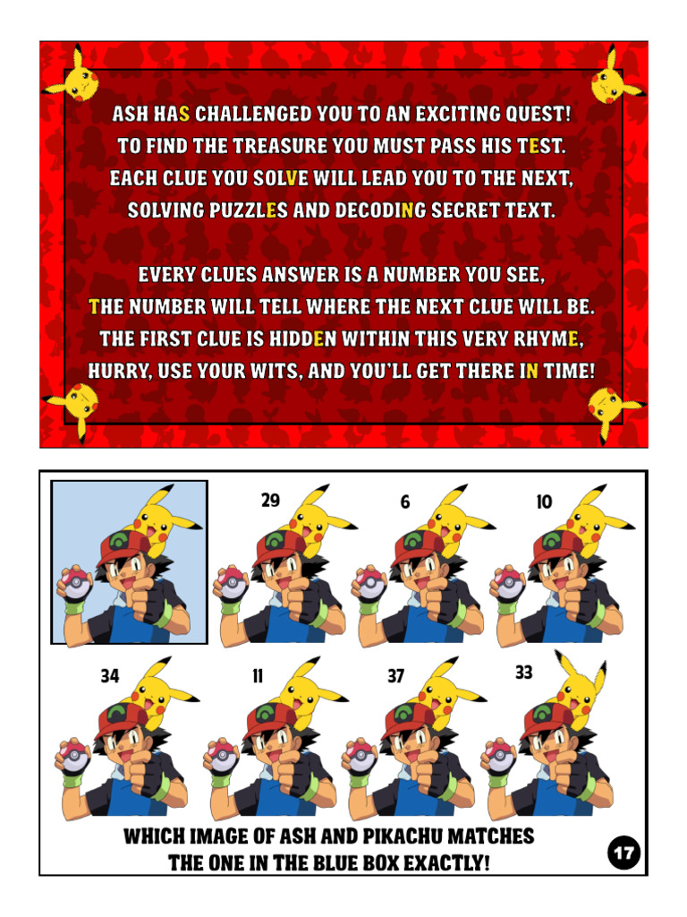 Pokemon Treasure Hunt CLUES | PDF | Pokémon