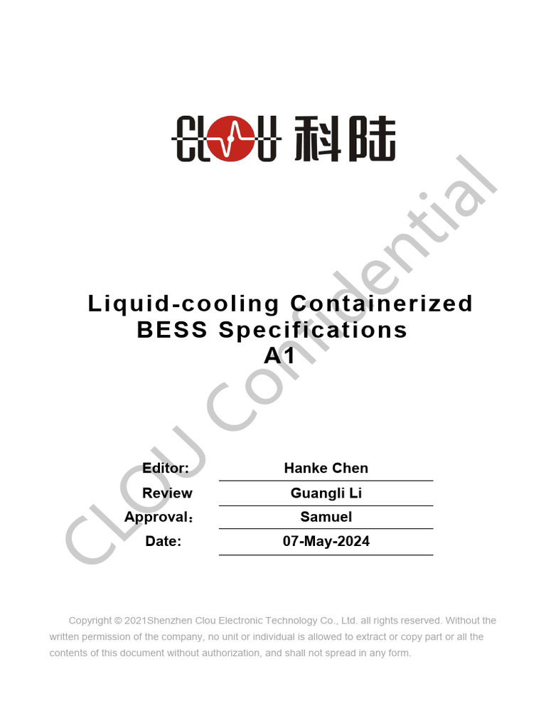 1.2 Aqua C_CLOU Liquid-cooled Containerized BESS Specification-A1 | PDF ...