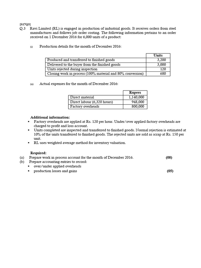 Lec # 50 - Q-3 Spr-17 | PDF | Income Statement | Inventory