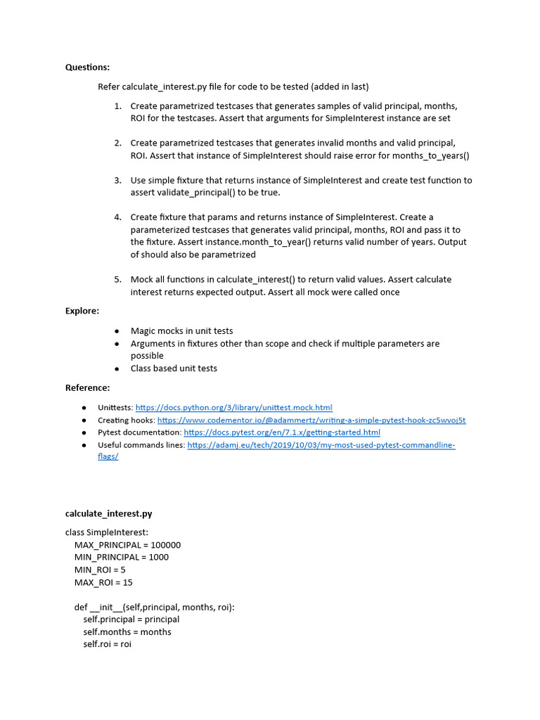 7. Pytest questions | PDF | Computer Programming | Software Engineering