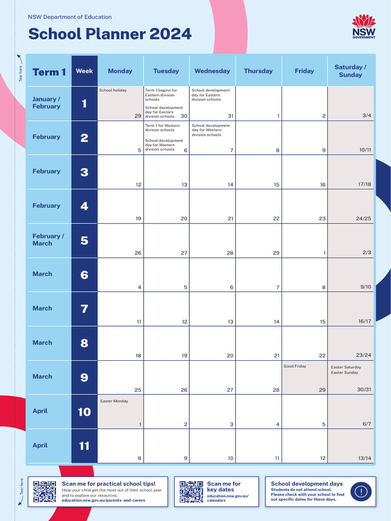 School Planner 2024 A4 | PDF | Easter | Observances