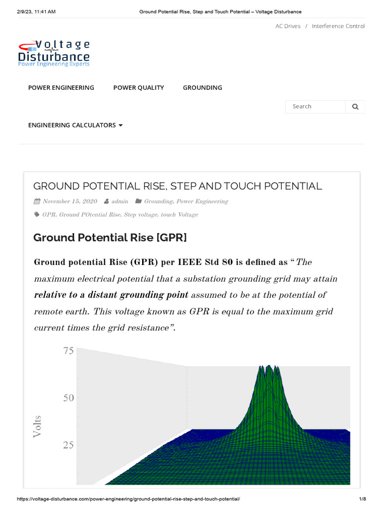 Ground Potential Rise, Step and Touch Potential – Voltage Disturbance ...