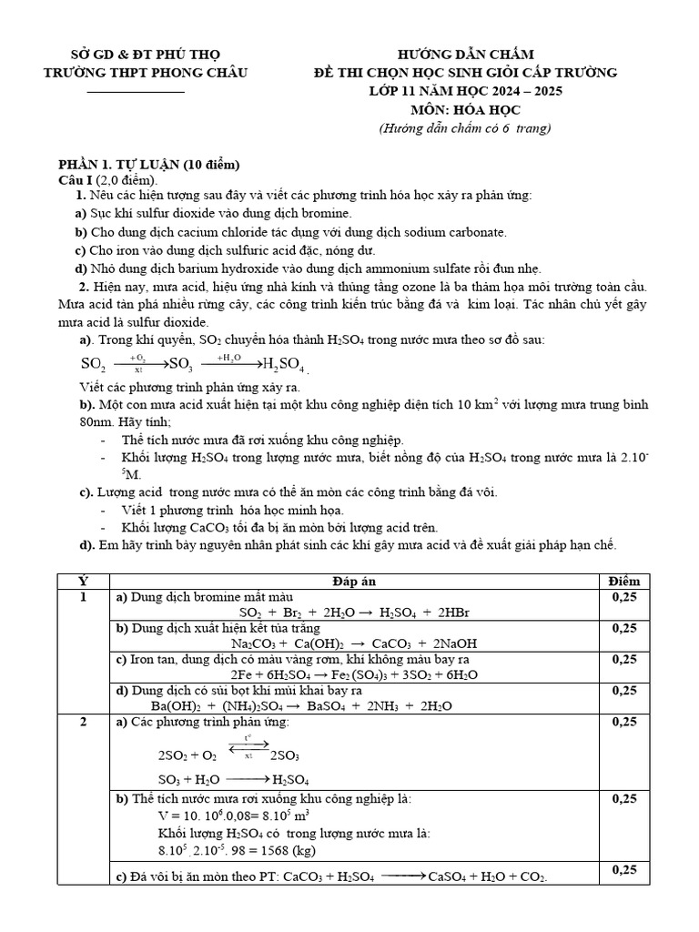 HDC ĐỀ HSG HÓA HỌC PC 11 | PDF