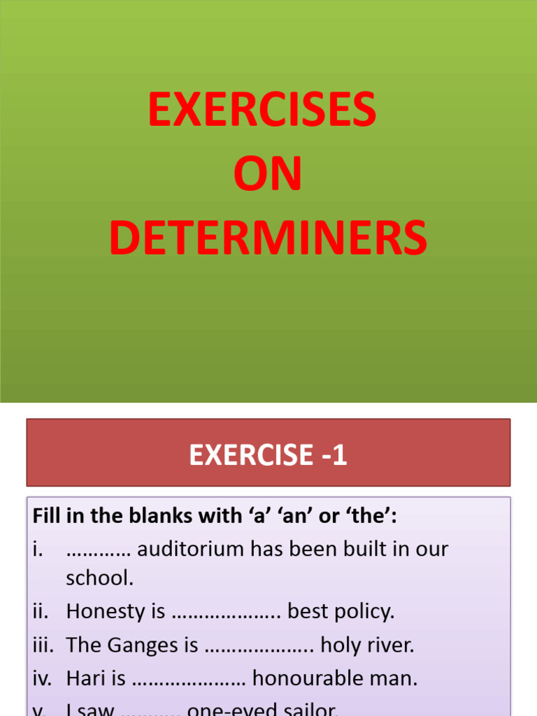 Exercises On Determiners | PDF