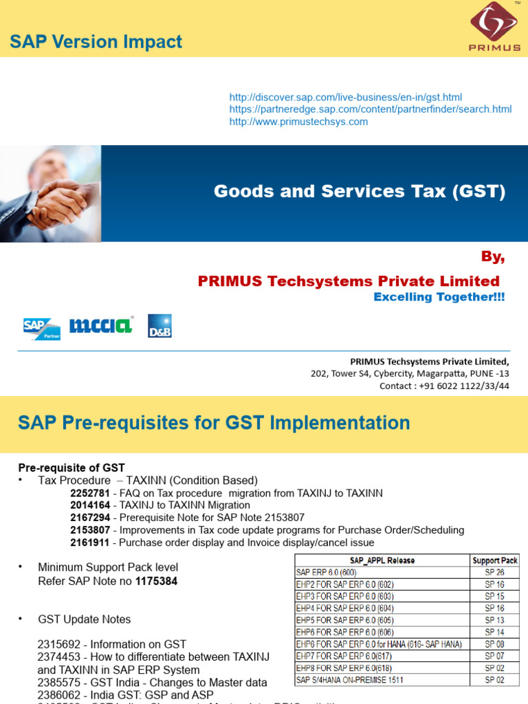 SAP GST Presentation Ver 1.0 | PDF | Invoice | Value Added Tax