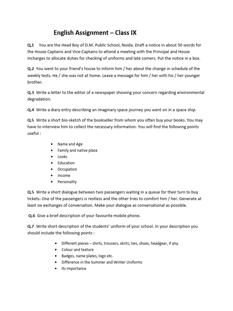 CBSE Class 9 English - Revision | PDF