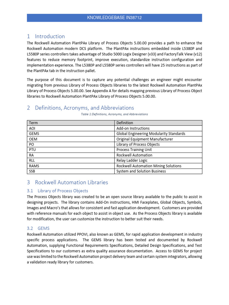 Library of Process Objects Migration PlantPAx 5.0 Rev2 | PDF ...