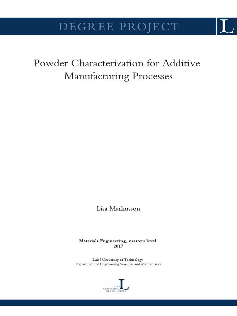 Thesis About Powder Characterization For AM | PDF | 3 D Printing ...