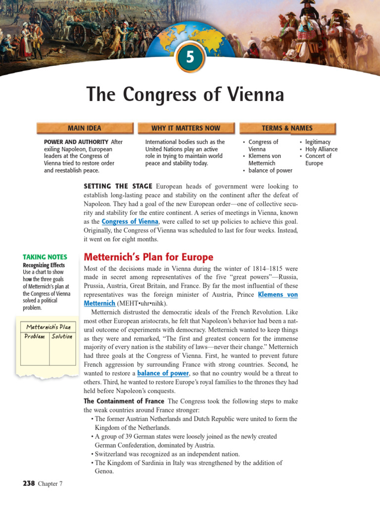 The Congress of Vienna | PDF | First French Empire | Europe